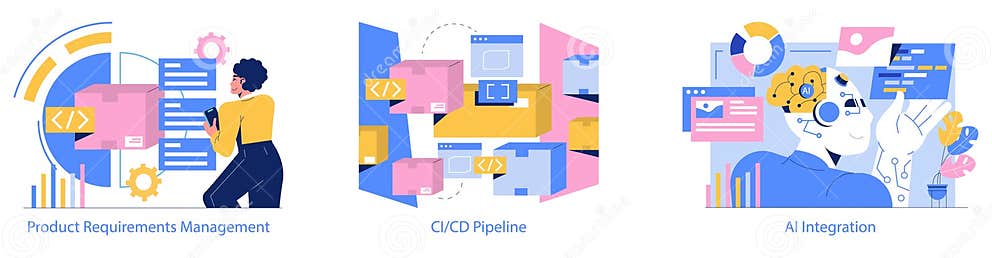 Development Process Automation. Flat Vector Stock Vector - Illustration ... Development Process Automation. Flat Vector Stock Vector - Illustration ...
