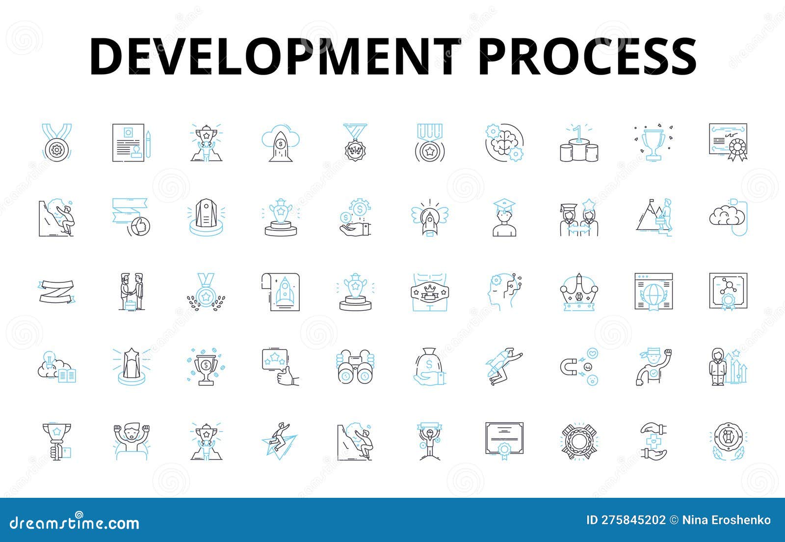 Development Process Linear Icons Set. Analysis, Planning, Design ...