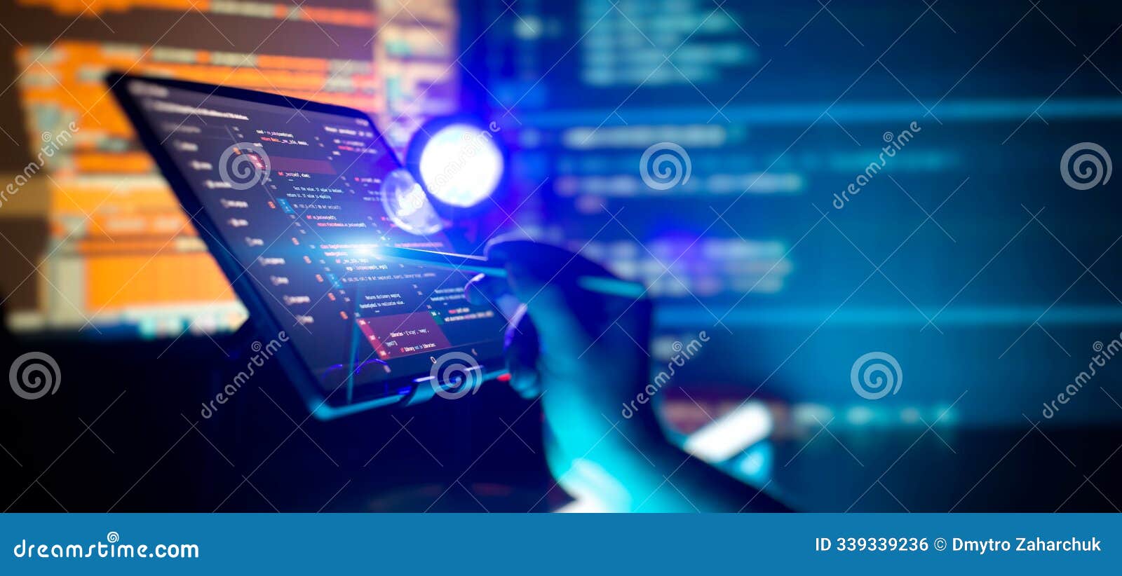 Technology Background. Development, Programming and Coding Technology Concept. a Programmer ...