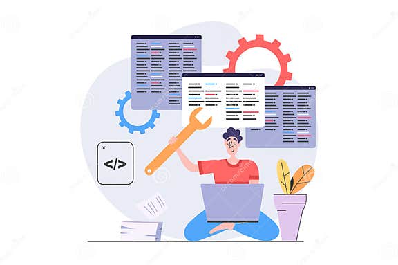 Development and Programming Concept in Modern Flat Design for Web ...