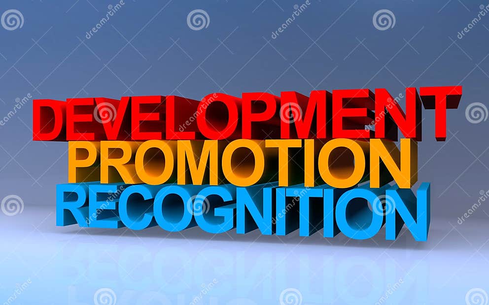 Development Promotion Recognition on Blue Stock Image - Image of growth ...