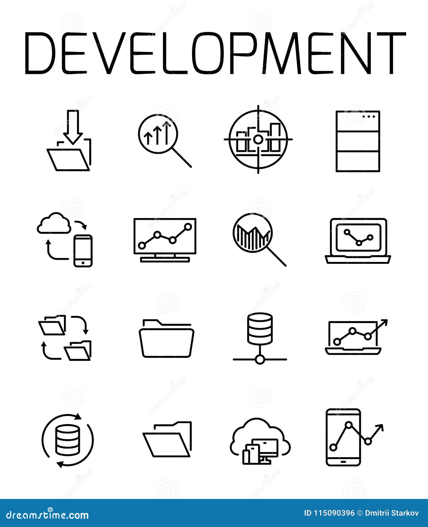 Development Related Vector Icon Set. Stock Vector - Illustration of ...