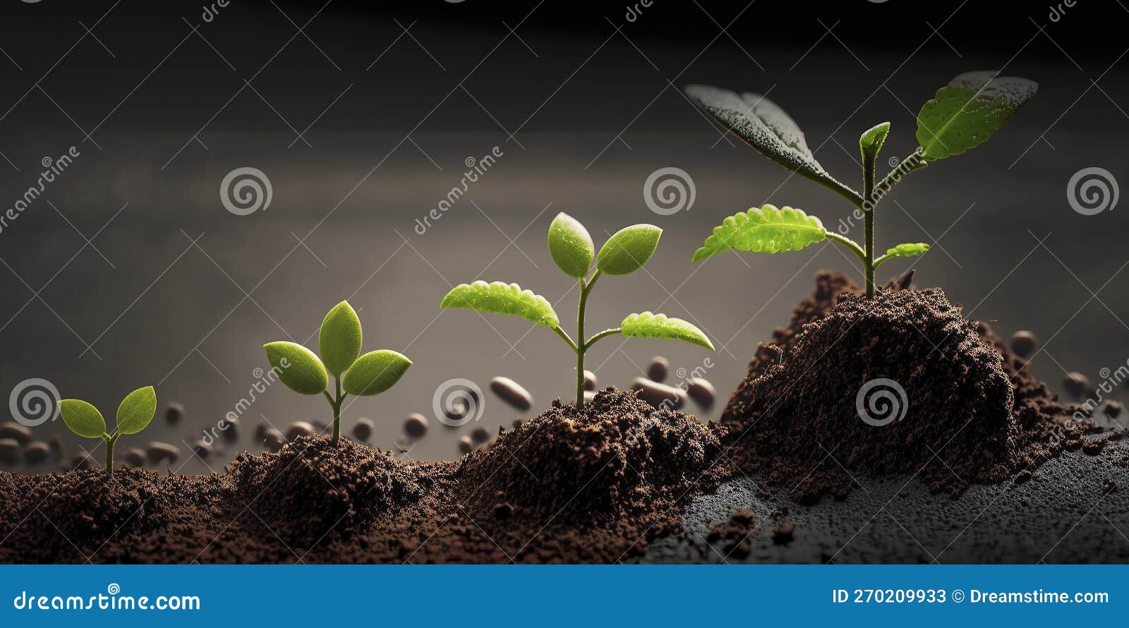 Development of Seedling Growth Planting Seedlings Young Plant in the ...