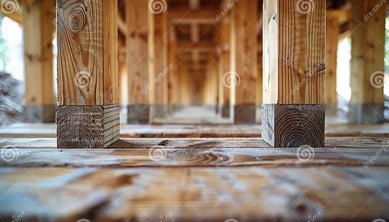 Robust Wooden Supports Create a Strong Building Structure at a ...