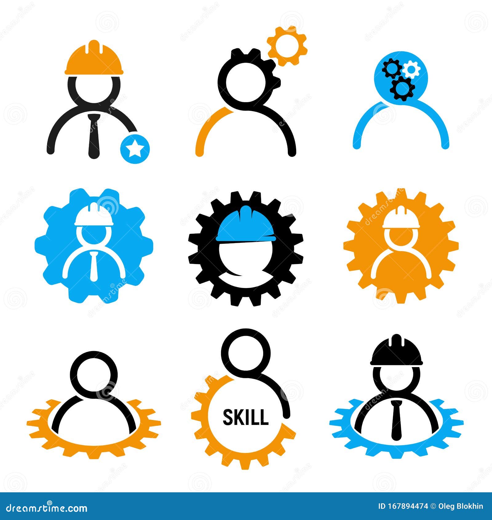 Development Skills Vector Icon Set in Industrial. Human Resources ...