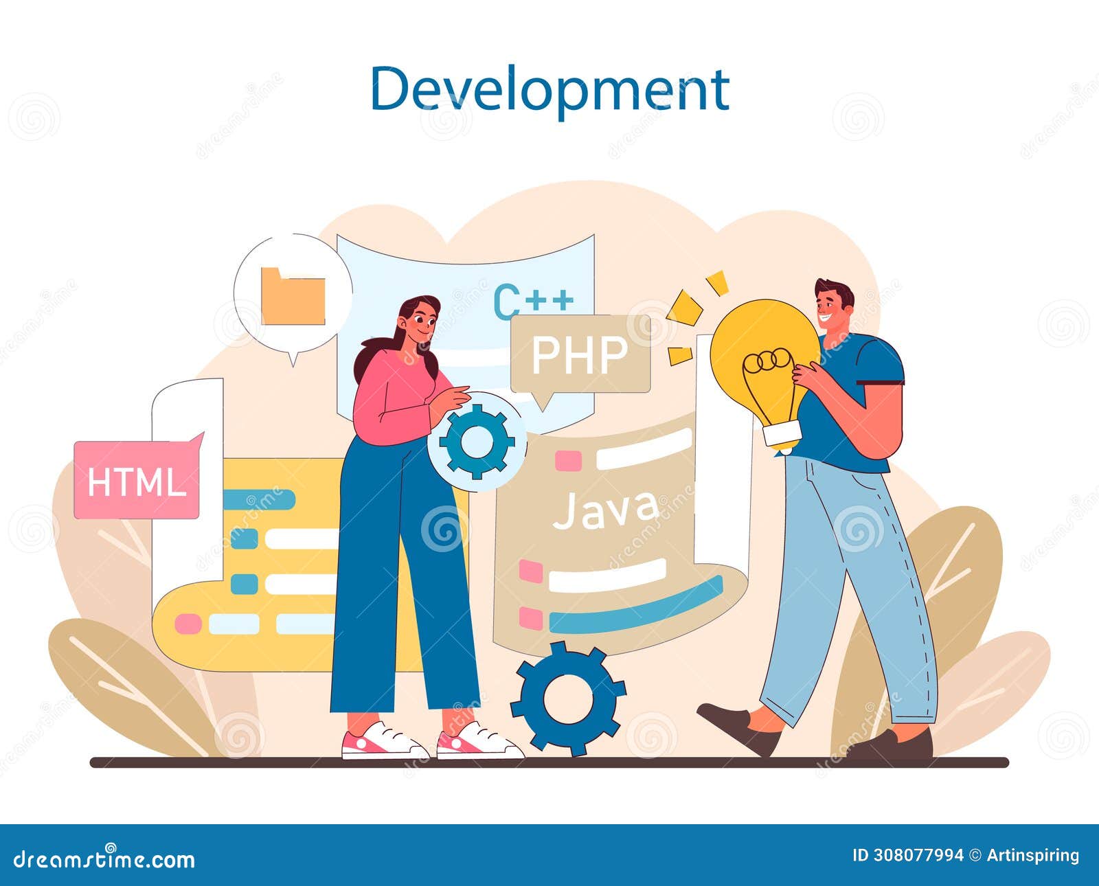 Development Stage In It Project Management A Dynamic Representation Of Coding And Programming