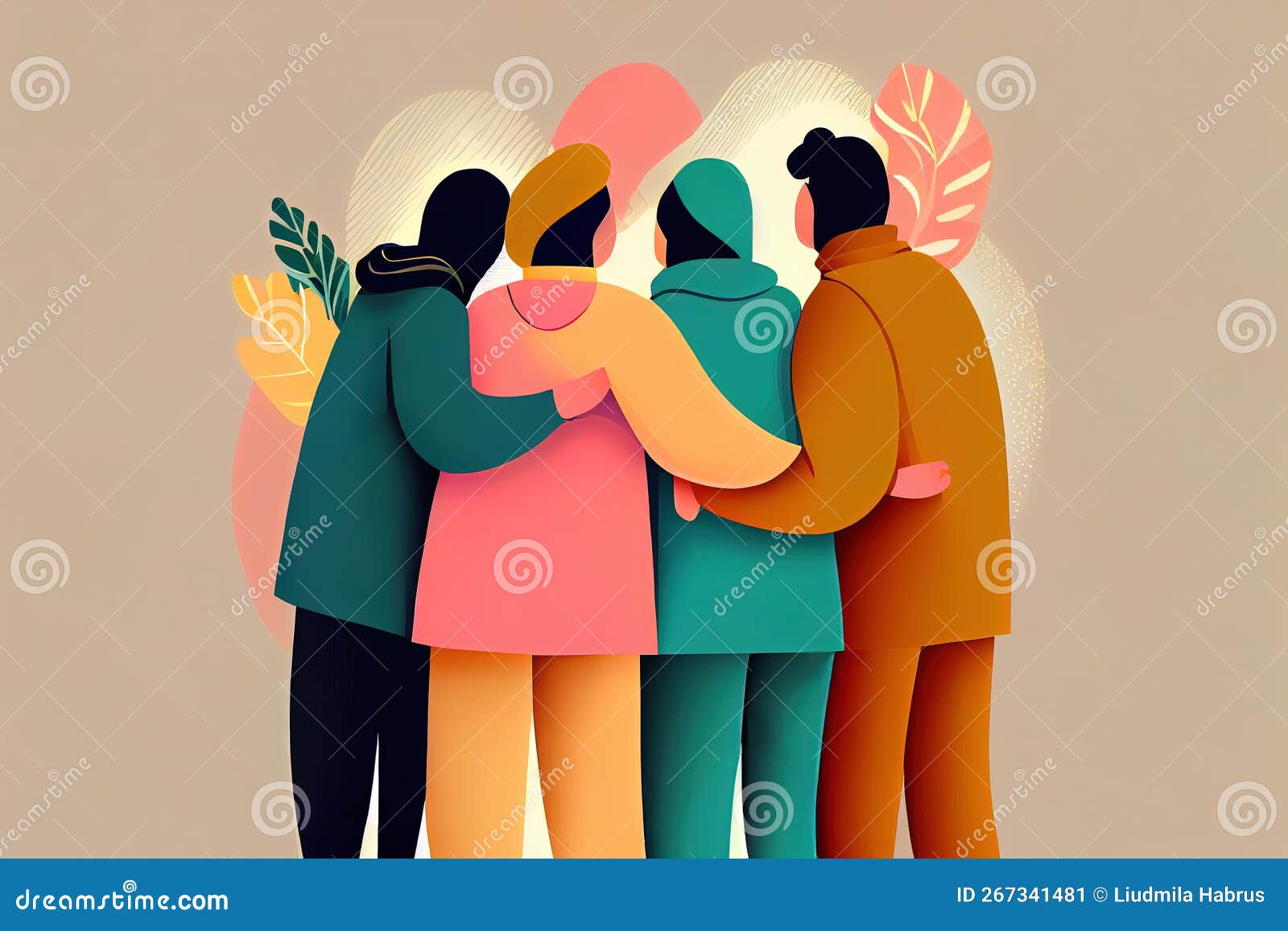 Development Team Having Achieved Success Hugging. Teamwork Stock ...