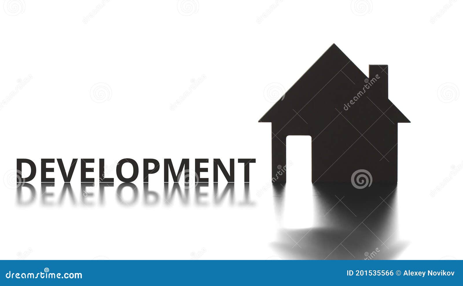 DEVELOPMENT Text and Home Silhouette on White Background Stock ...