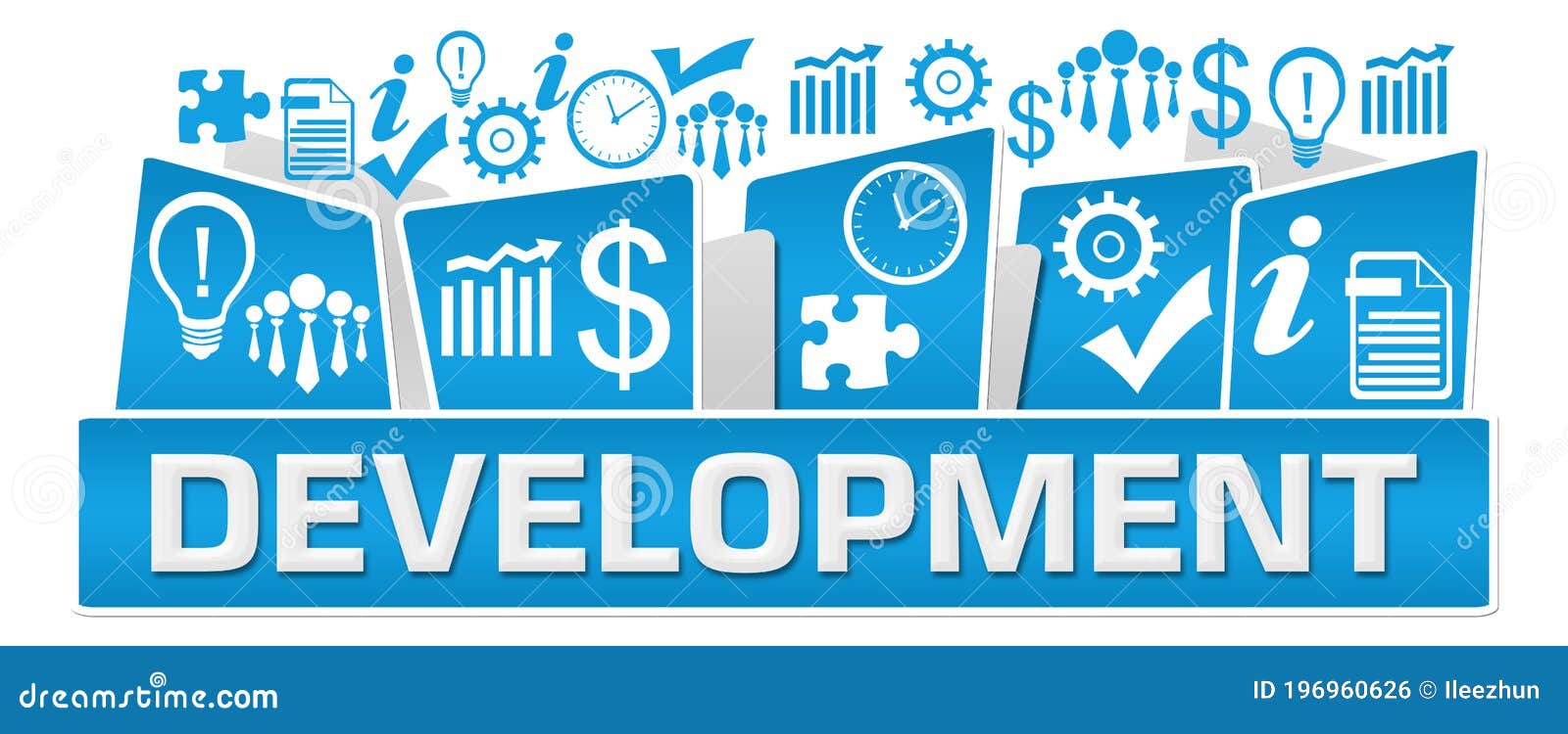 Development Business Symbols on Top Blue Stock Illustration ...