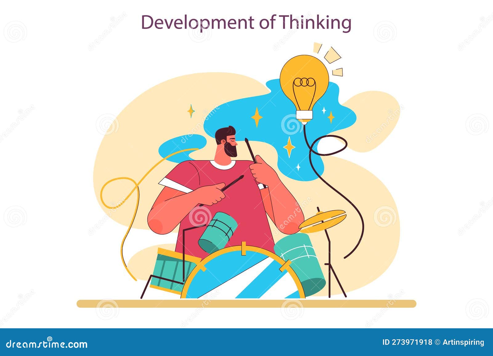 Musical Thinking Landing Page Template. Woman With Artistic Mindset ...