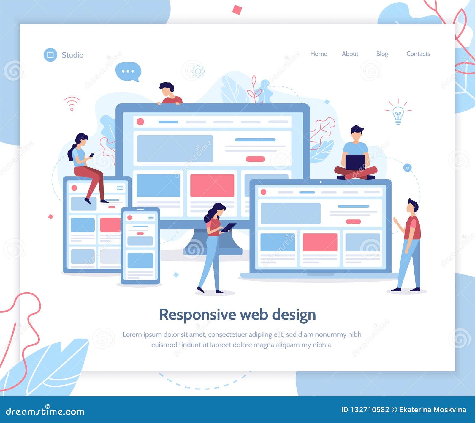 Responsive Design Landing Page Stock Vector - Illustration of modern ...