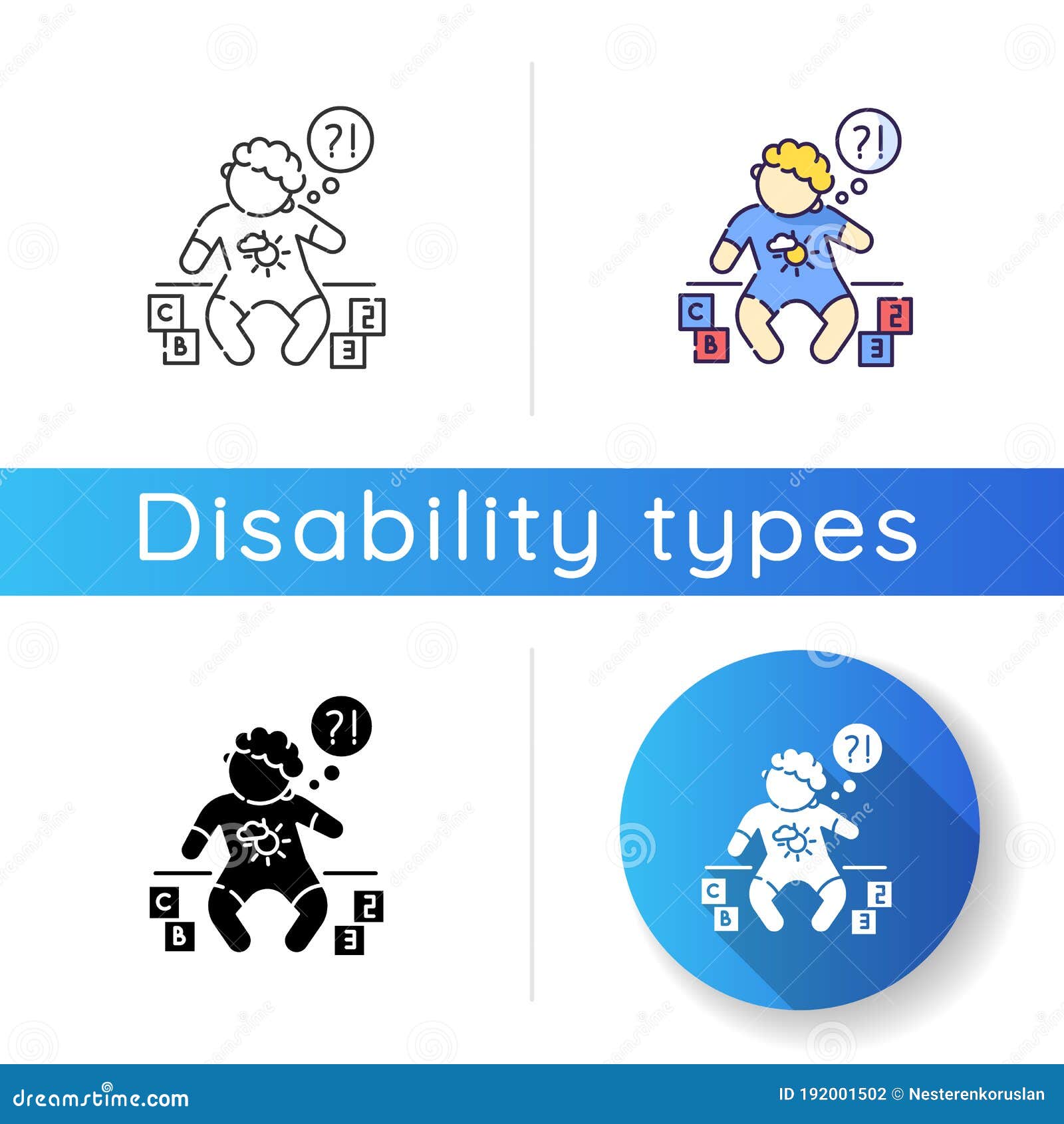 Developmental Delay Linear Icon Cartoon Vector | CartoonDealer.com ...