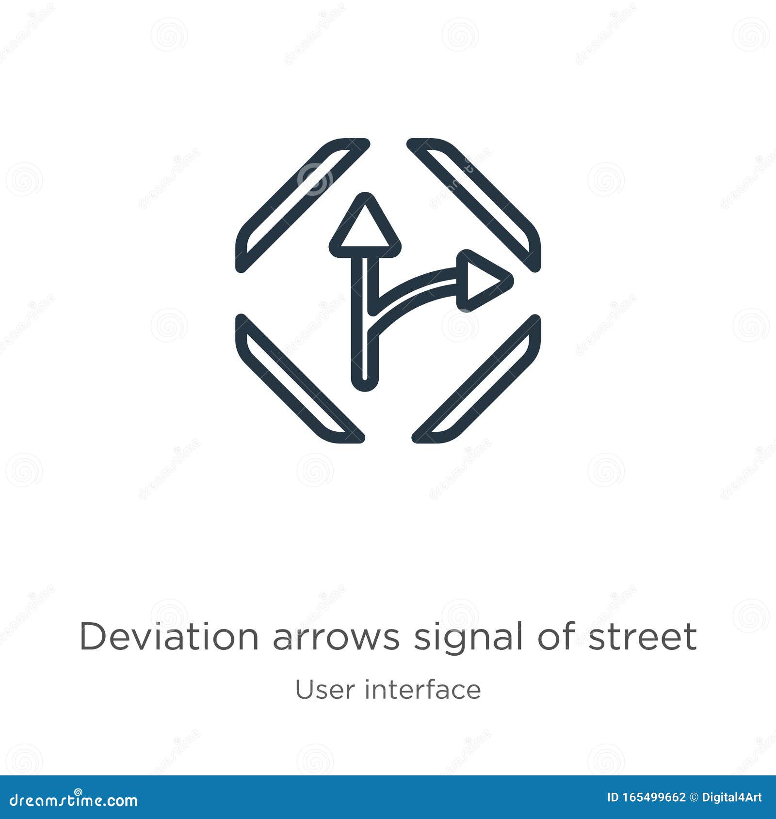Deviation Arrows Signal Of Street Vector Icon On White Background. Flat ...