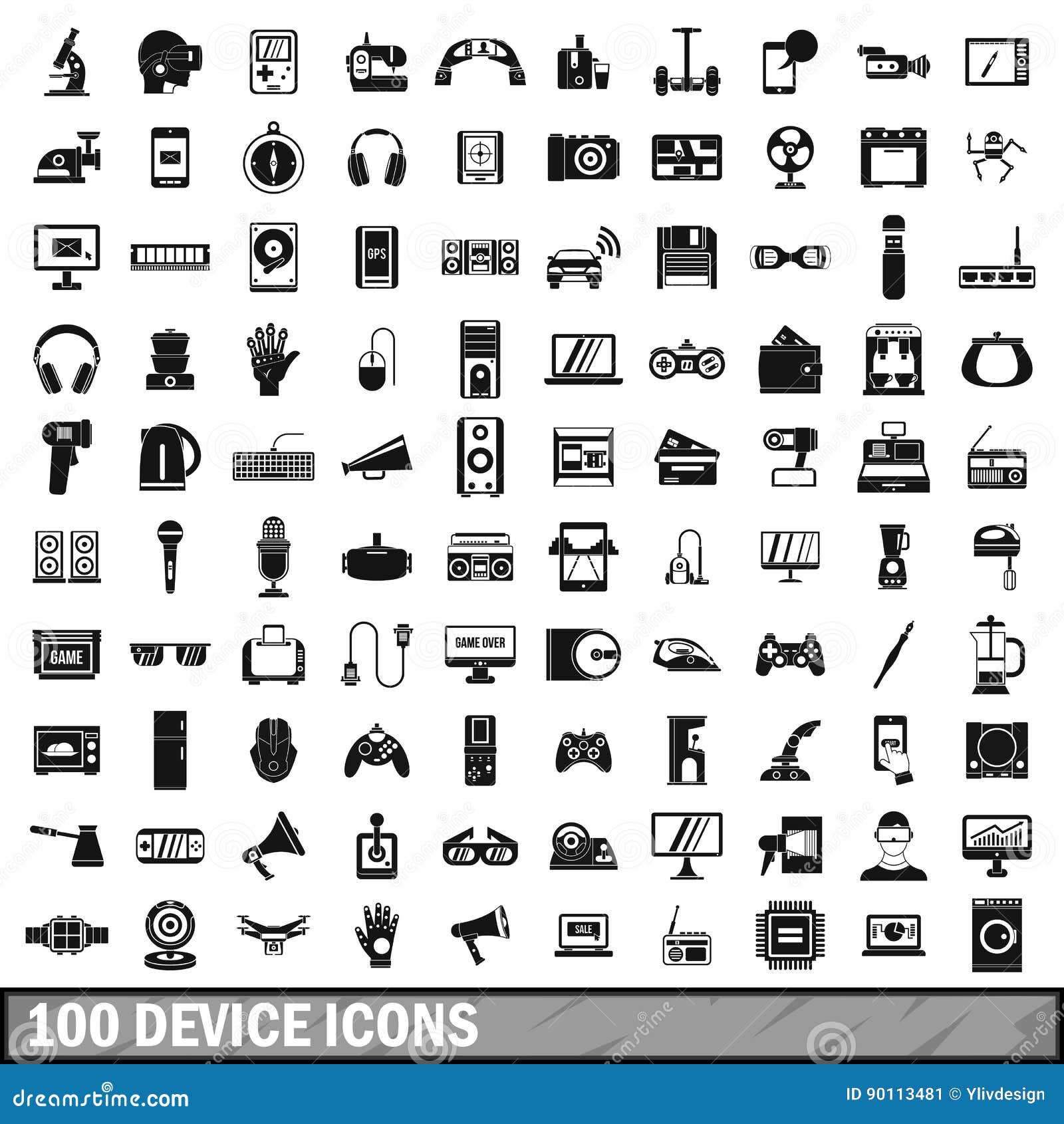 100 Device App Icons Set, Simple Style Stock Vector - Illustration of ...