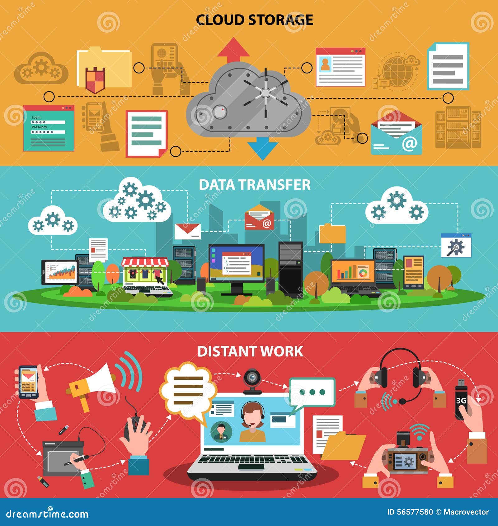 It Device Banner Horizontal Set Stock Vector - Illustration of ...