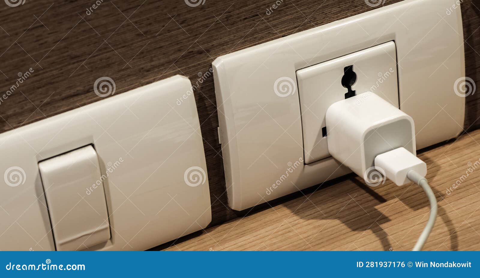 Device Charging on Power Socket Stock Photo - Image of plug, electric ...
