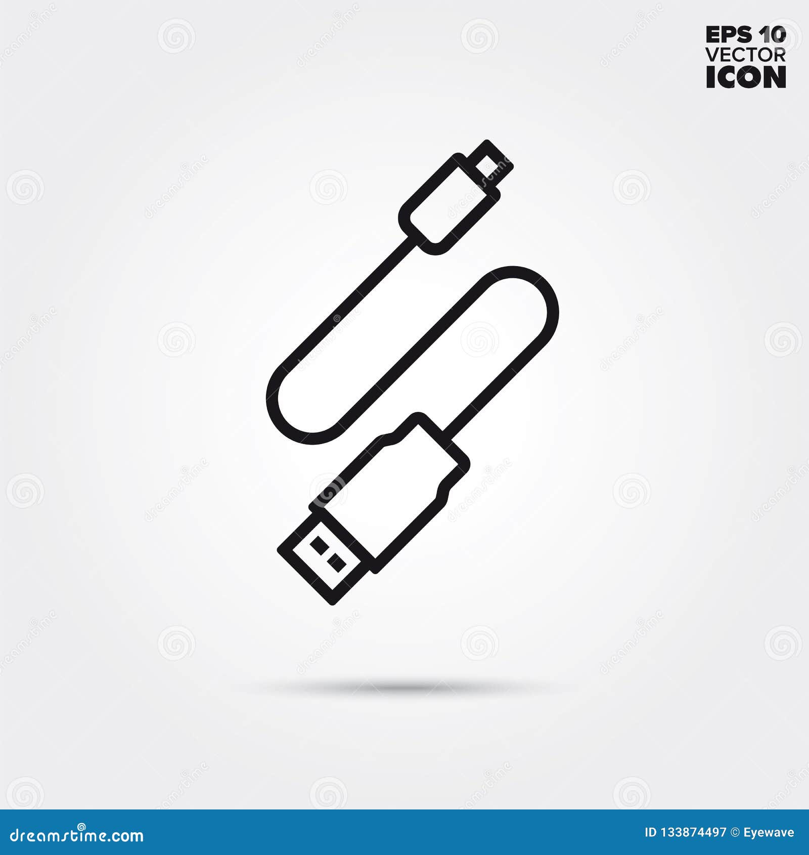 Connector Cable Vector Line Icon Stock Vector - Illustration of ...