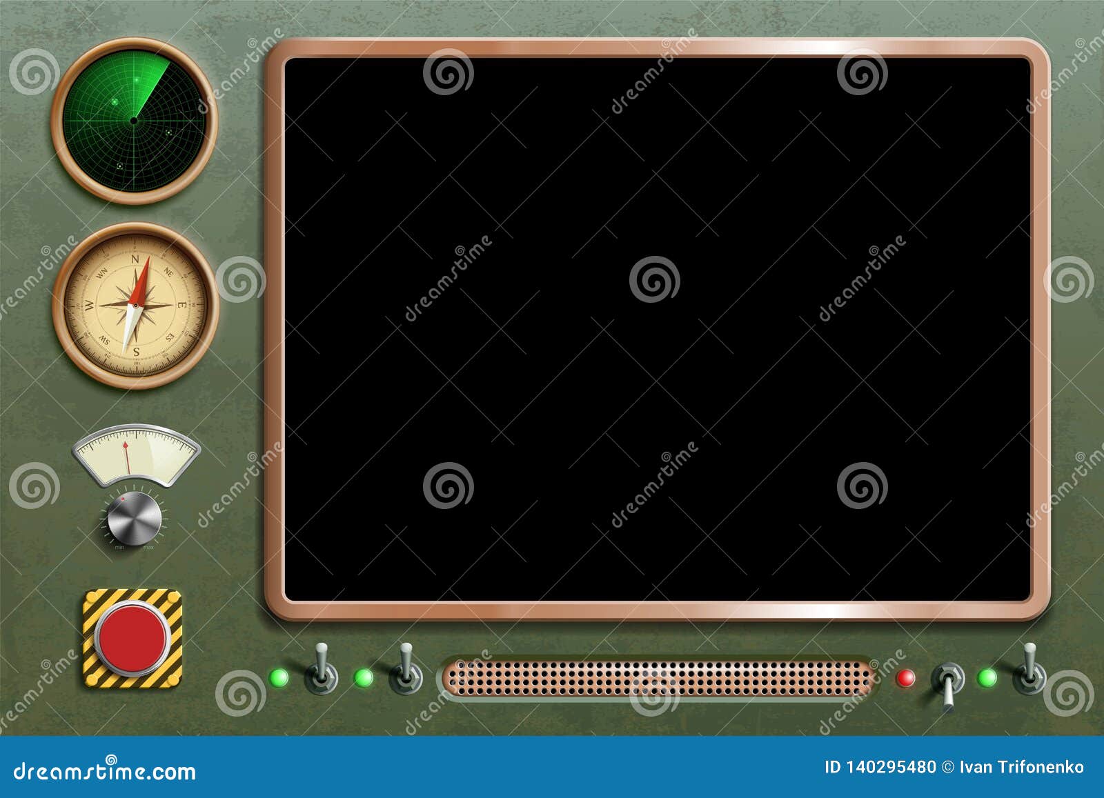 Device With Dashboard And Screen. Control Panel With Buttons Vector ...