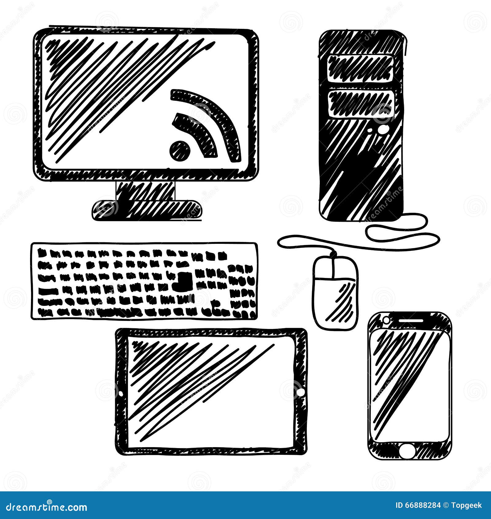 Device Drawing Set Design Flat Stock Vector - Illustration of outline ...