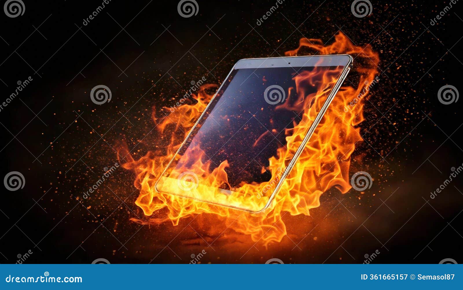 Device Engulfed in Flames Showing a Remarkable Visual Effect of Fire ...