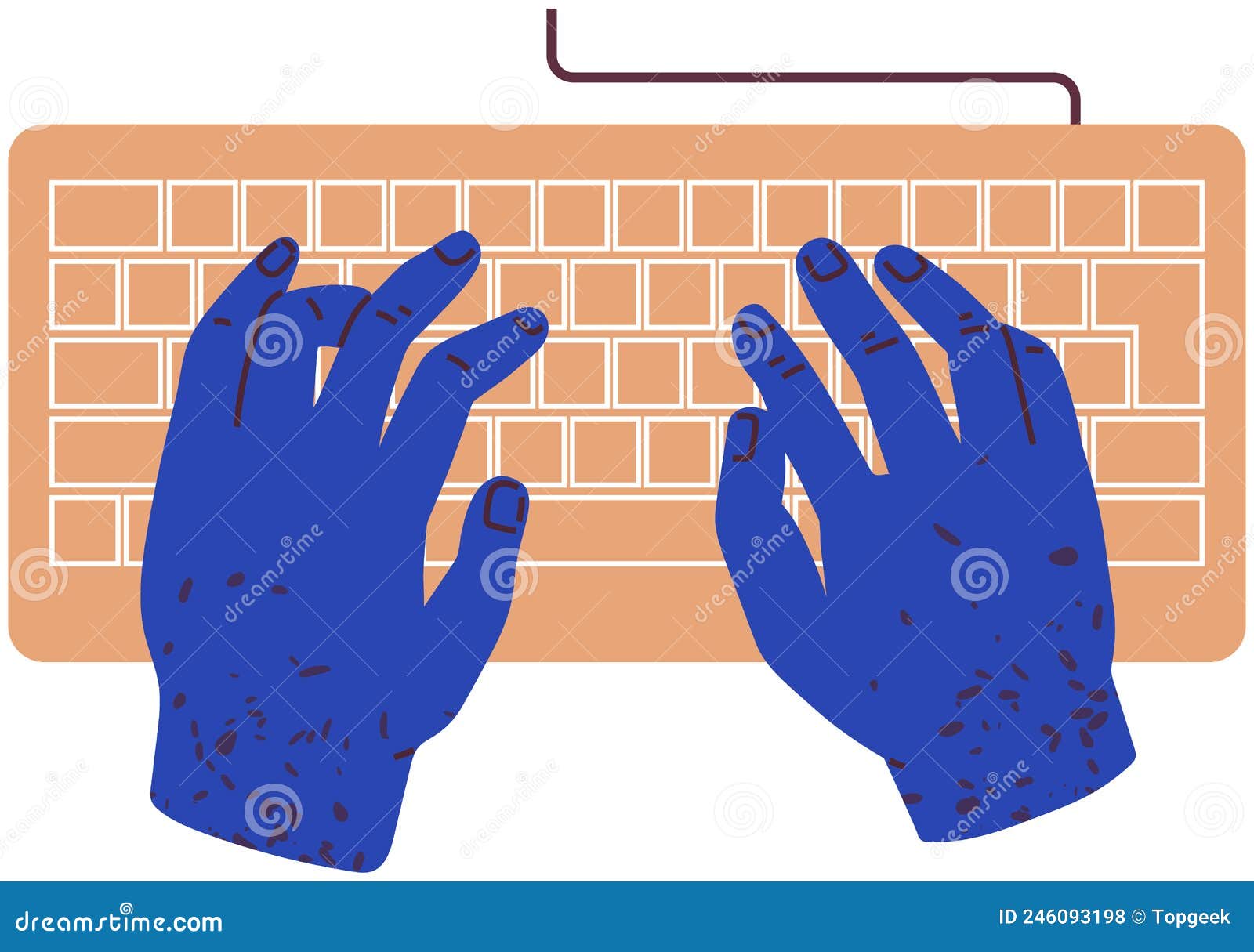 Device for Entering Information into Computer. Human Hands Pressing ...