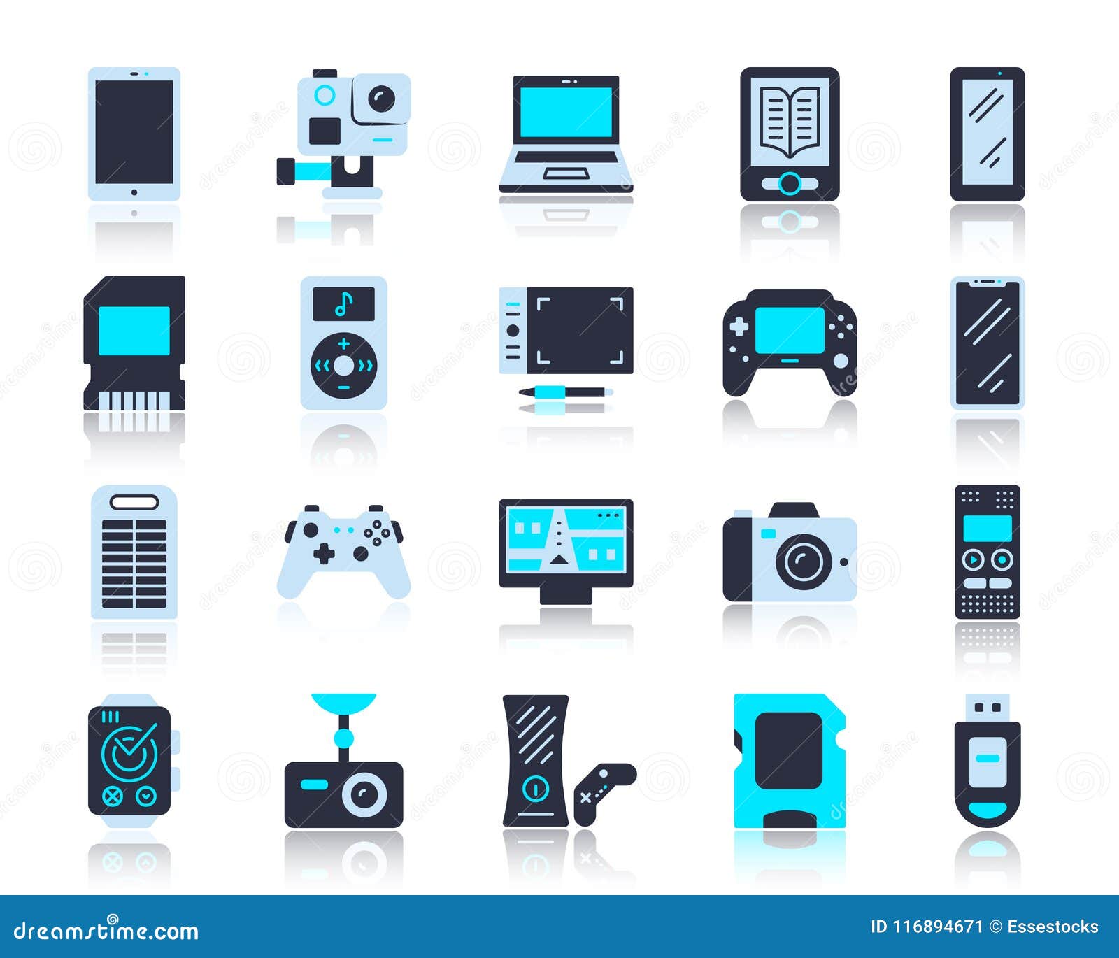 Device Simple Flat Color Icons Vector Set Stock Vector - Illustration ...