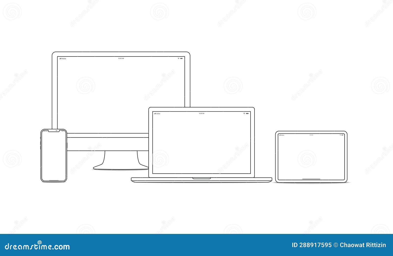 Device and Gadget Line Art Set. Laptop, Smartphone, Modern Portable and ...