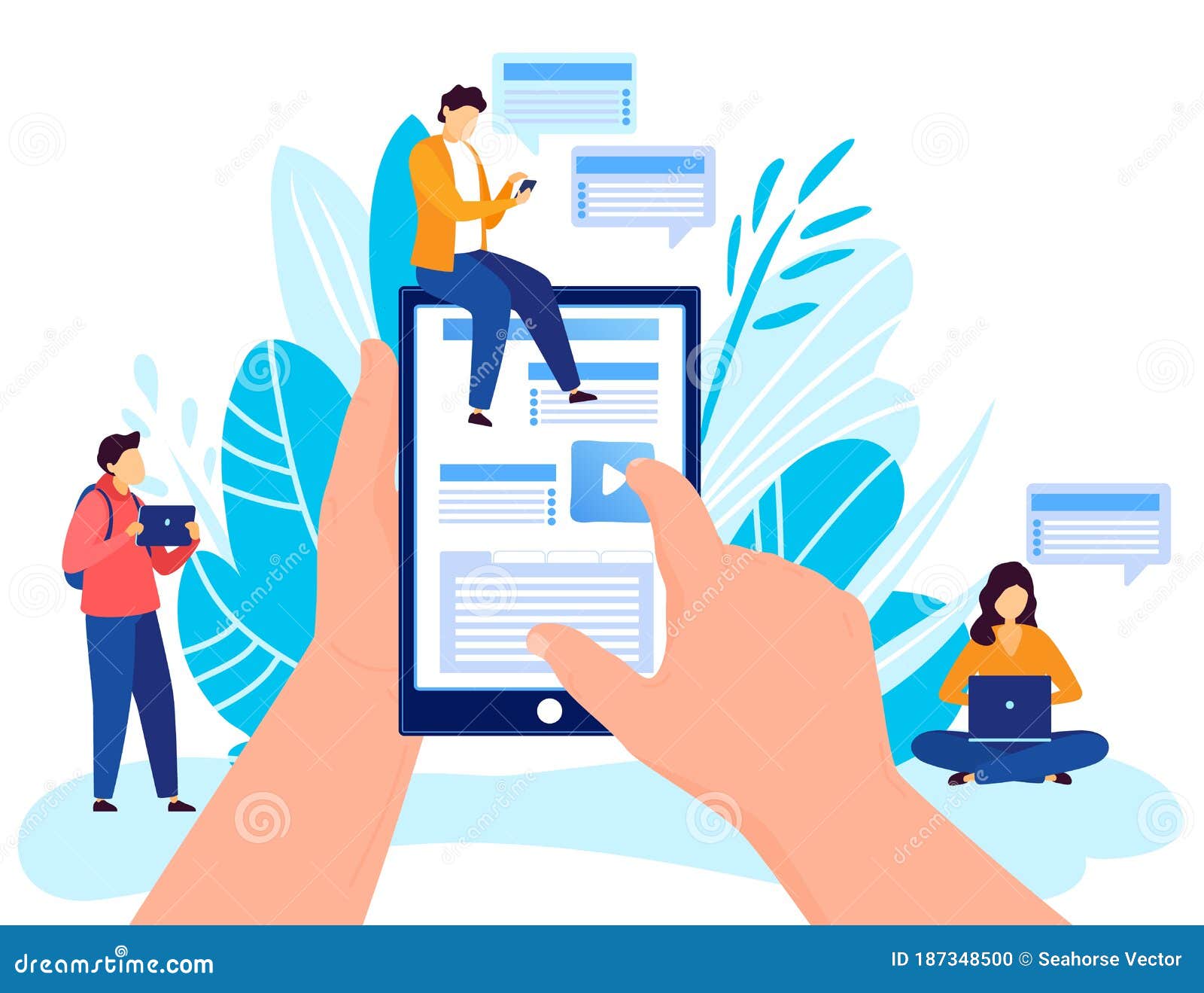 Device Gadget Vector Illustration, Cartoon Flat Human Hands Hold ...