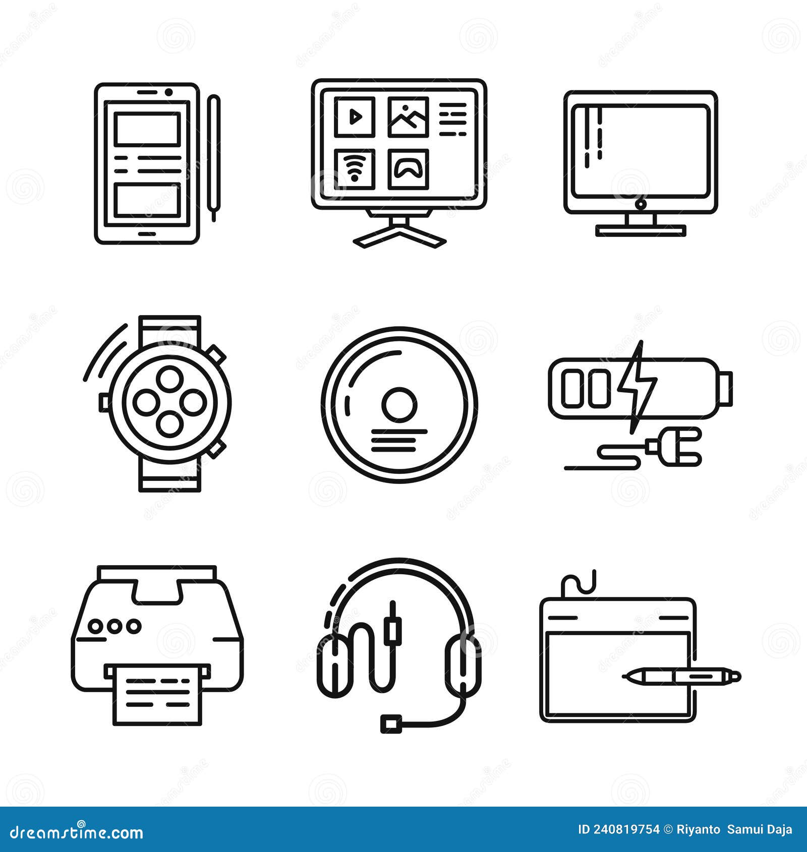 Device Icon Set Black and White Illustration Stock Vector ...