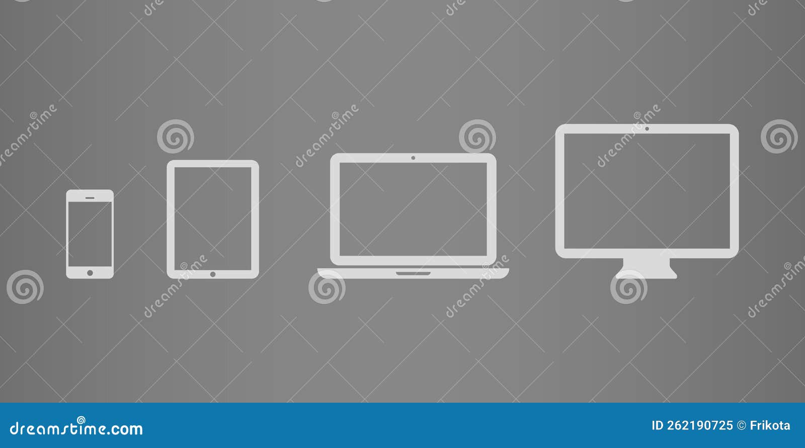Device Icon Set: Smartphone, Tablet, Laptop and Desktop Computer. Grey ...