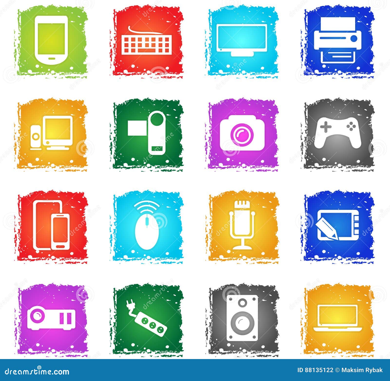 Device icon set stock illustration. Illustration of grunge - 88135122