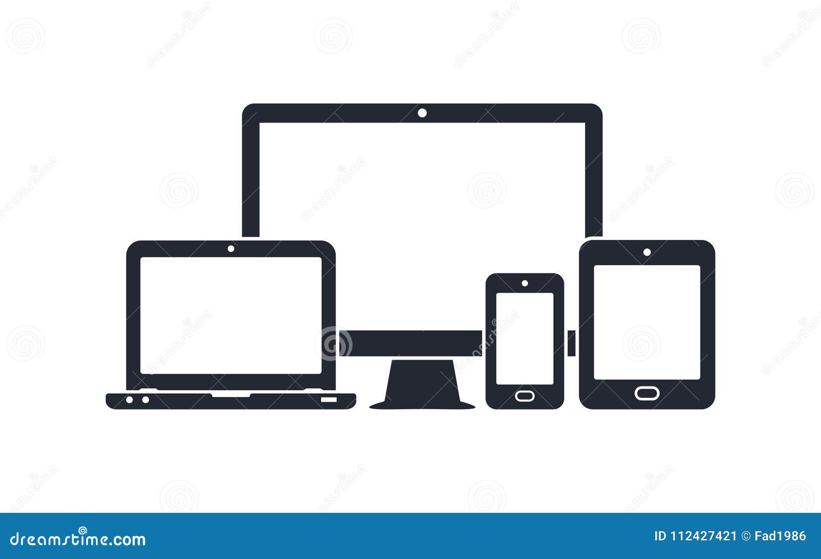 Device Icons - Desktop Computer, Laptop, Smartphone and Tablet Stock ...