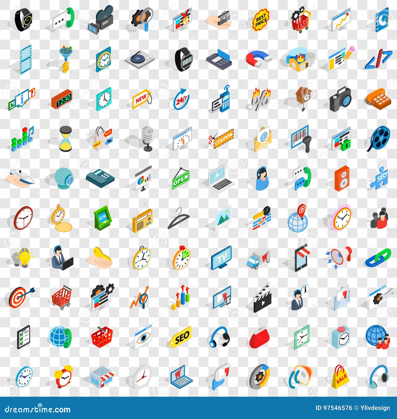 100 Device Icons Set, Isometric 3d Style Stock Vector - Illustration of ...