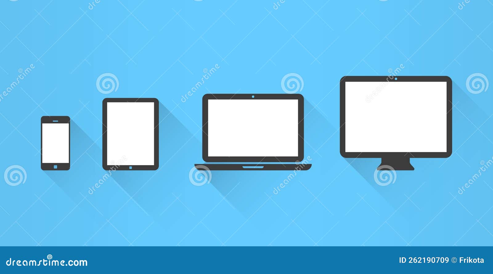 Device Icons: Smart Phone, Tablet, Laptop and Desktop Computer. Flat ...
