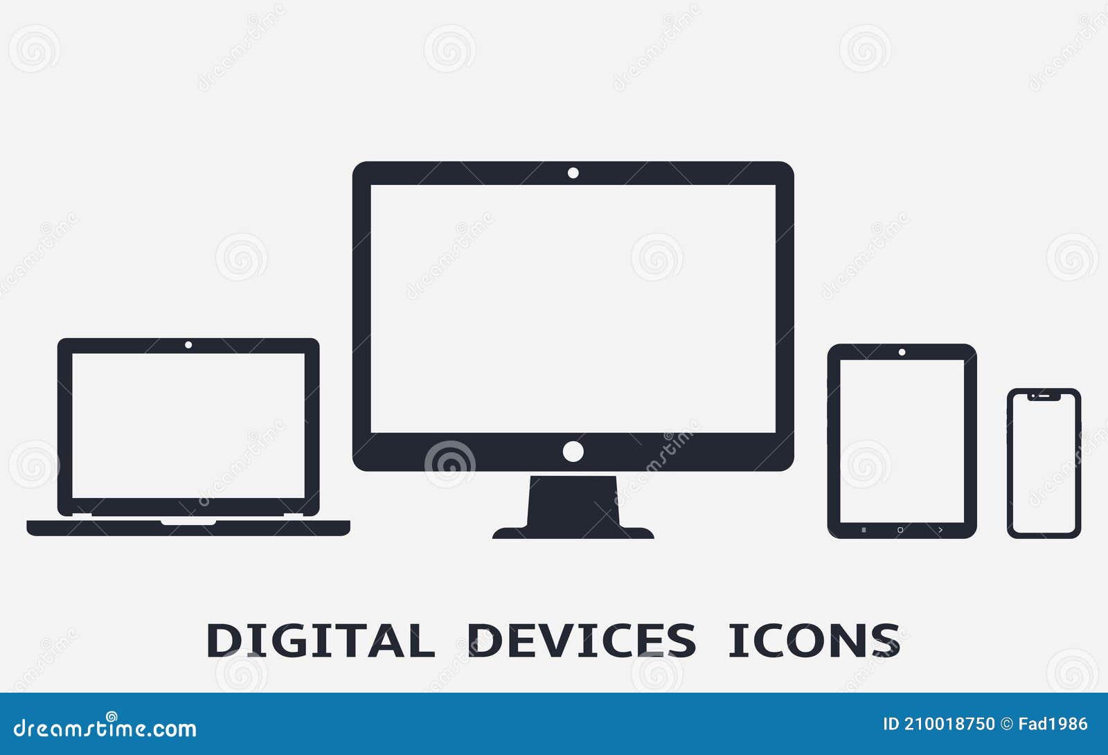 Device Icons: Smart Phone, Tablet, Laptop and Desktop Computer ...