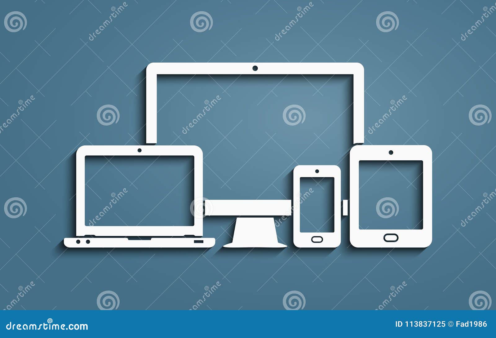 Device Icons - Smart Phone, Tablet, Laptop and Desktop Computer. Vector ...