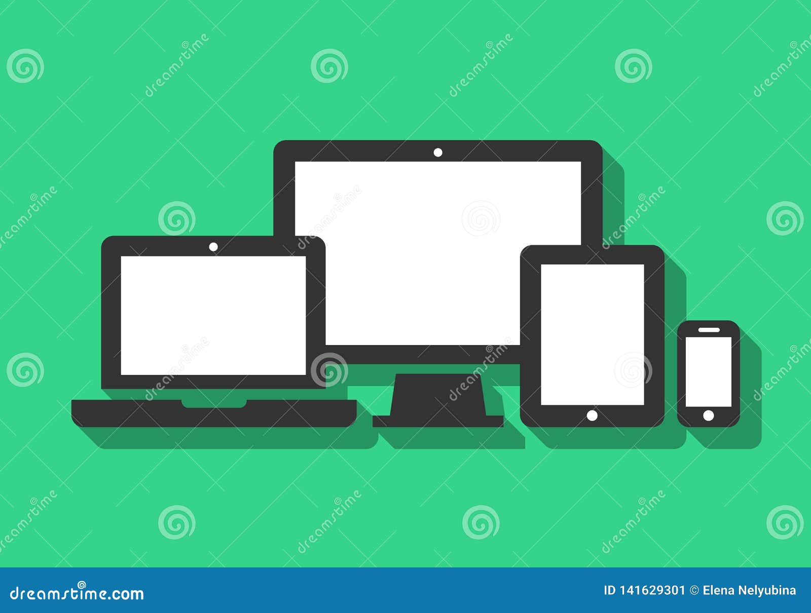 Device Icons: Smart Phone, Tablet, Laptop and Desktop Computer. Stock ...