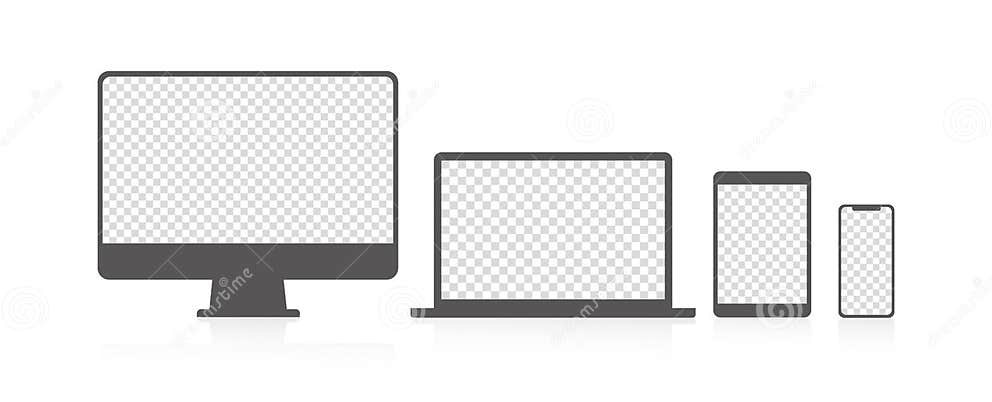 Device Icons: Smart Phone, Tablet, Laptop and Desktop Computer. Vector ...
