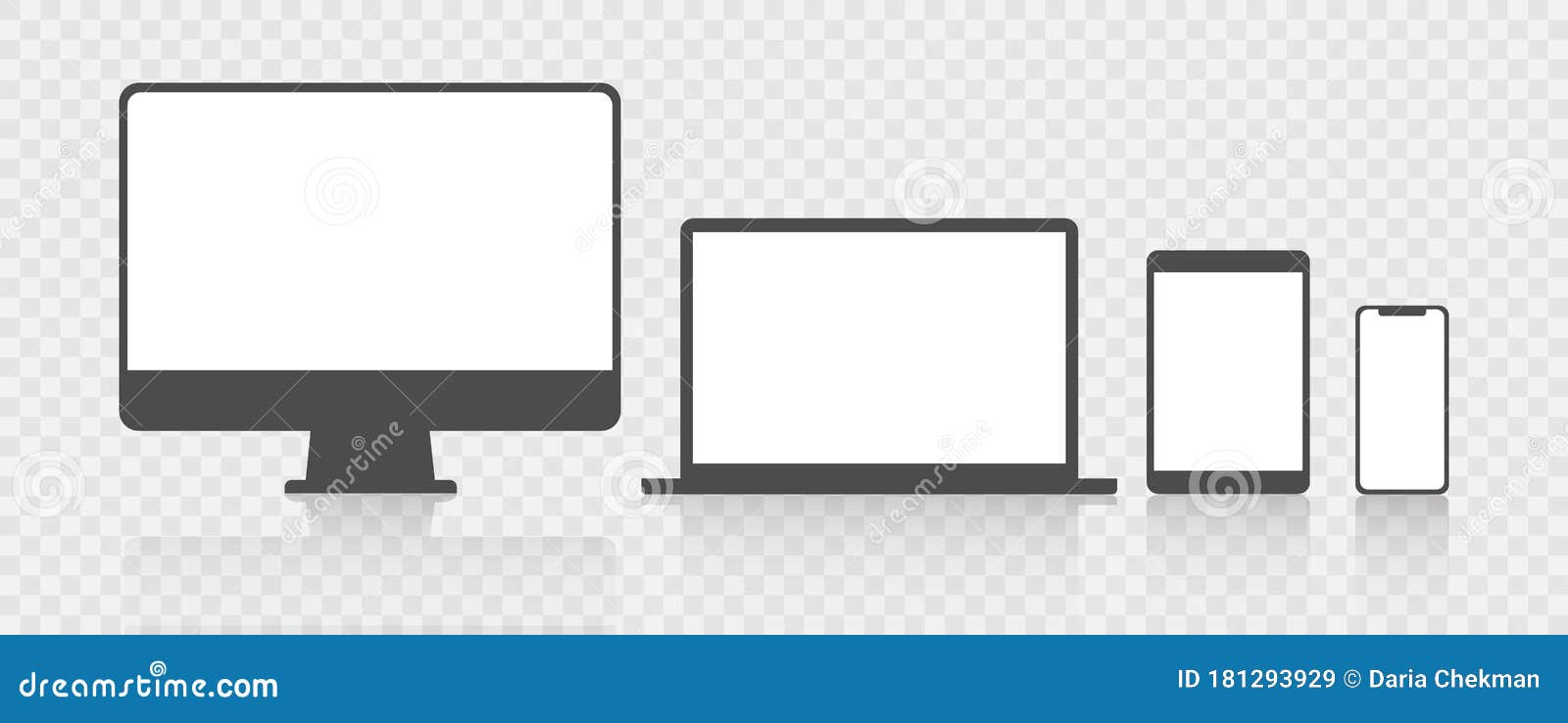 Device Icons: Smart Phone, Tablet, Laptop and Desktop Computer. Vector ...
