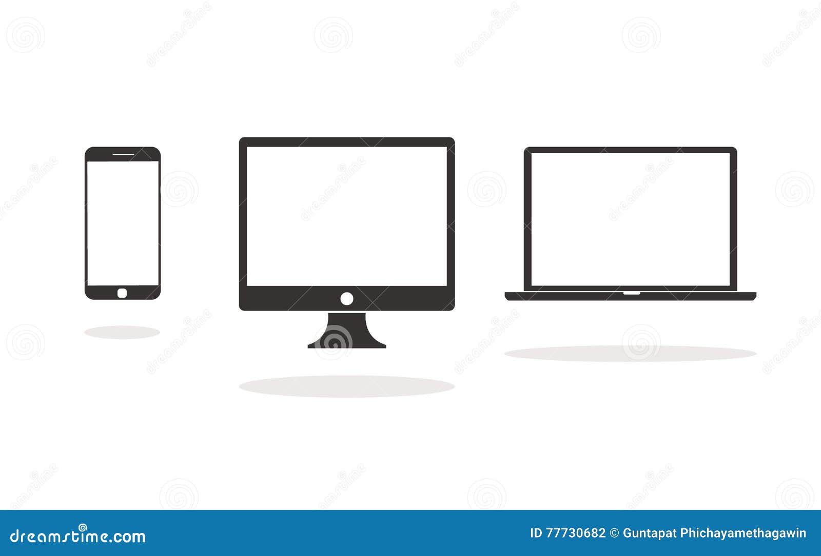 Device Icons: Smartphone, Desktop Computer and Laptop Stock Vector ...