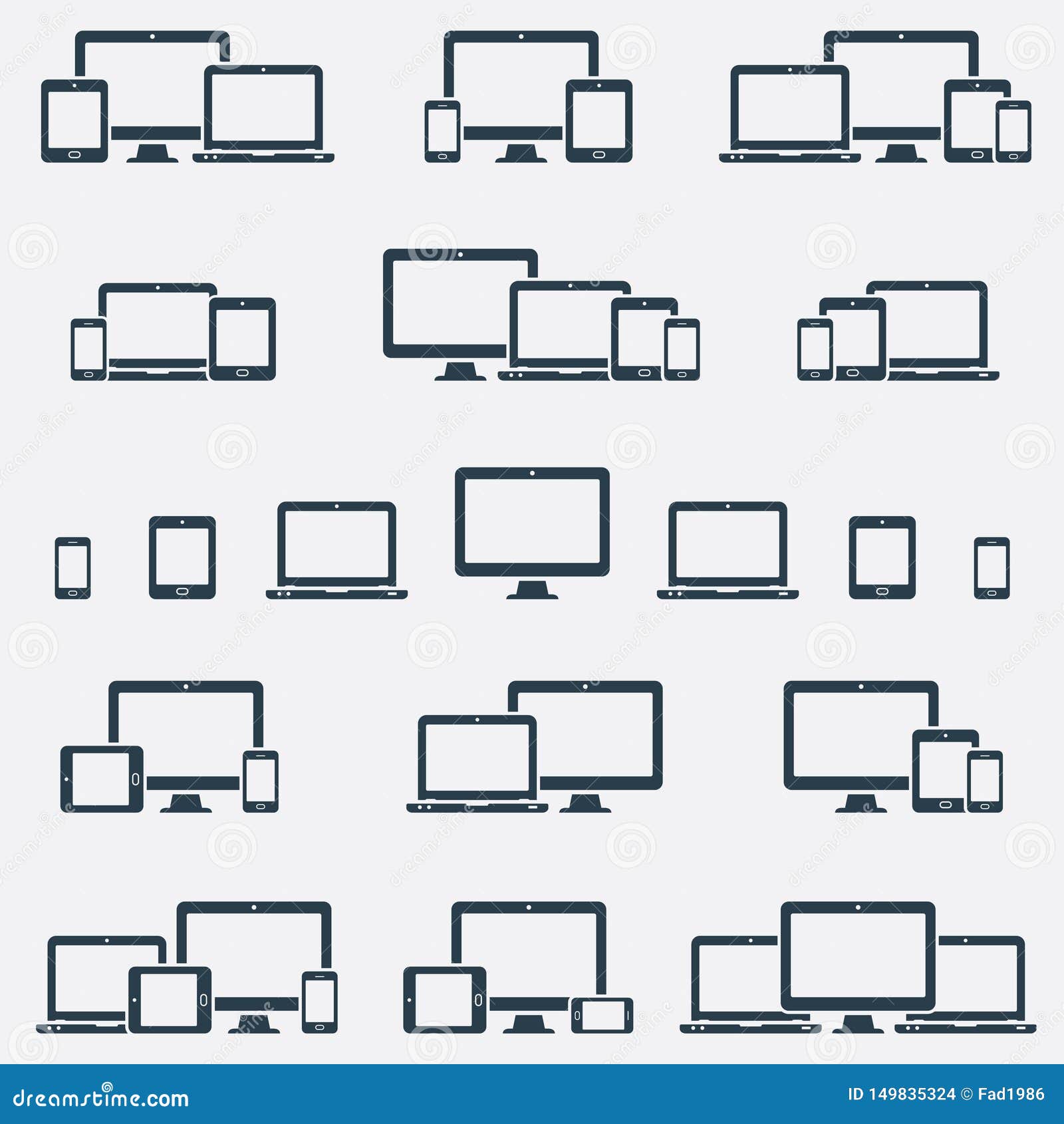 Device Icons Vector Illustration of Responsive Design for Presentation ...
