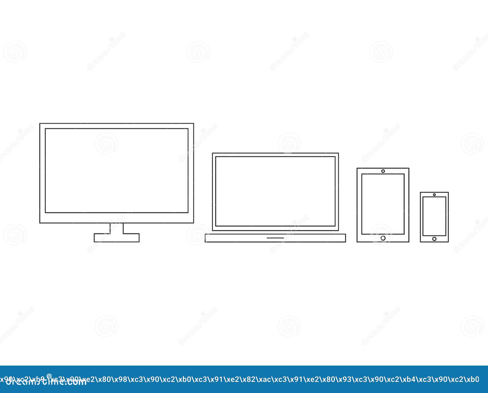 Device Line Art Set. Personal Computer, Laptop, Smartphone and Tablet ...
