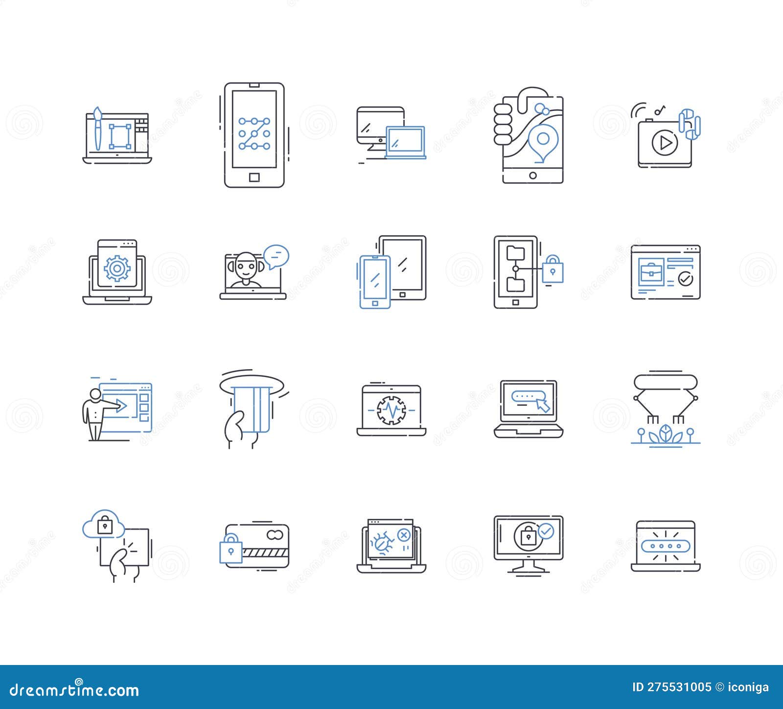 Device Line Icons Collection. Technology, Innovation, Portable ...