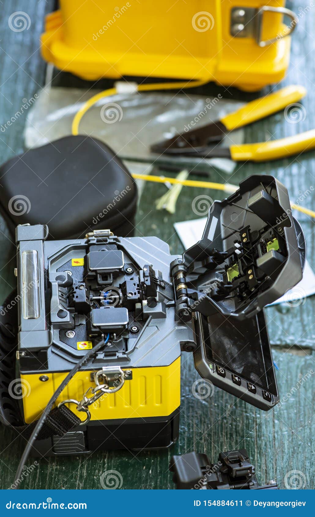 Device for Mounting Optical Cable. Optical Internet Technology Concept ...