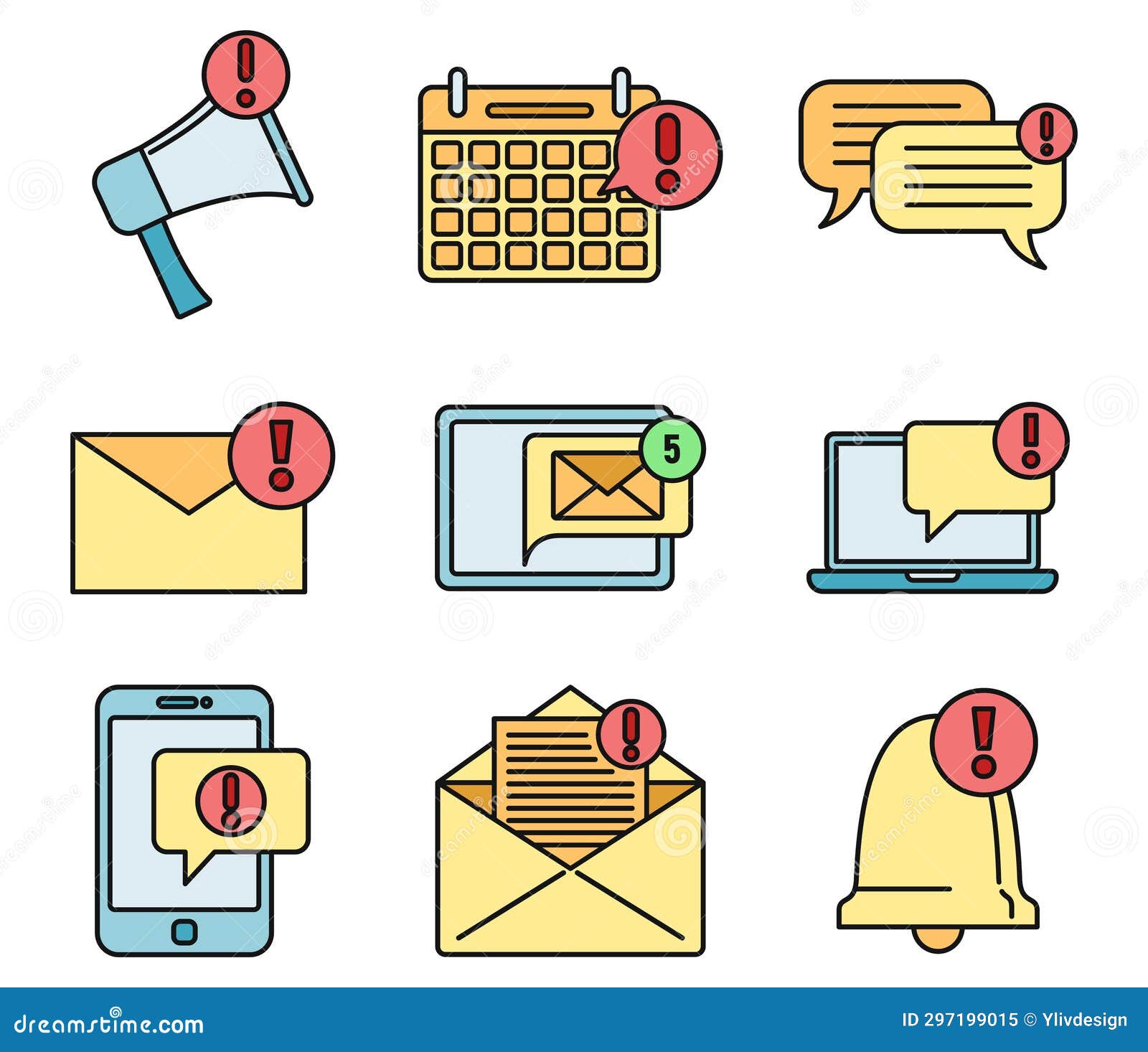 Device Notification Icons Set Vector Color Stock Illustration ...