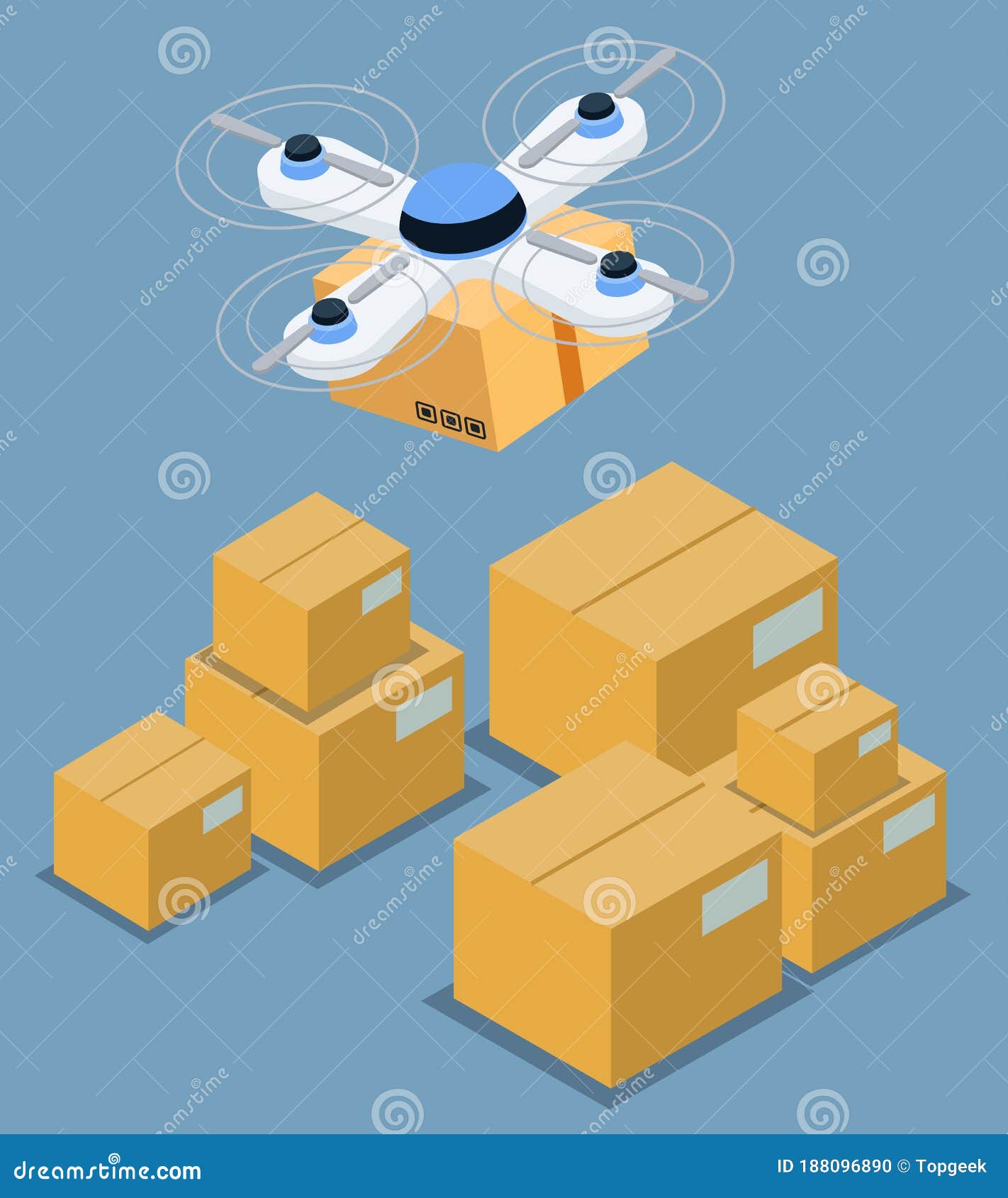 Device Quadcopter or Drone To Lift and Move Boxes Stock Vector ...