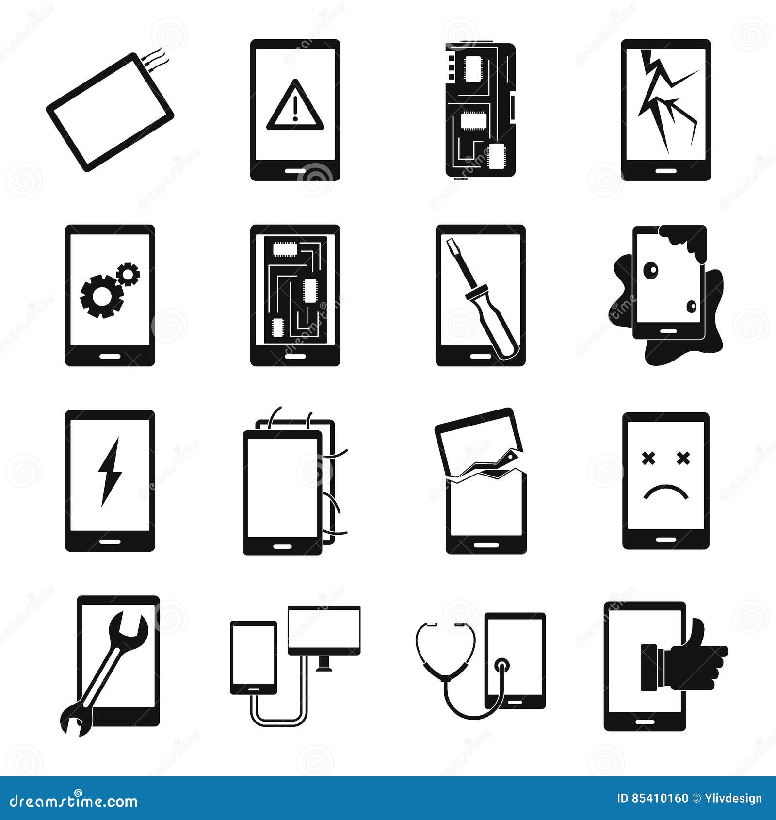Device Repair Symbols Icons Set, Simple Style Stock Vector ...