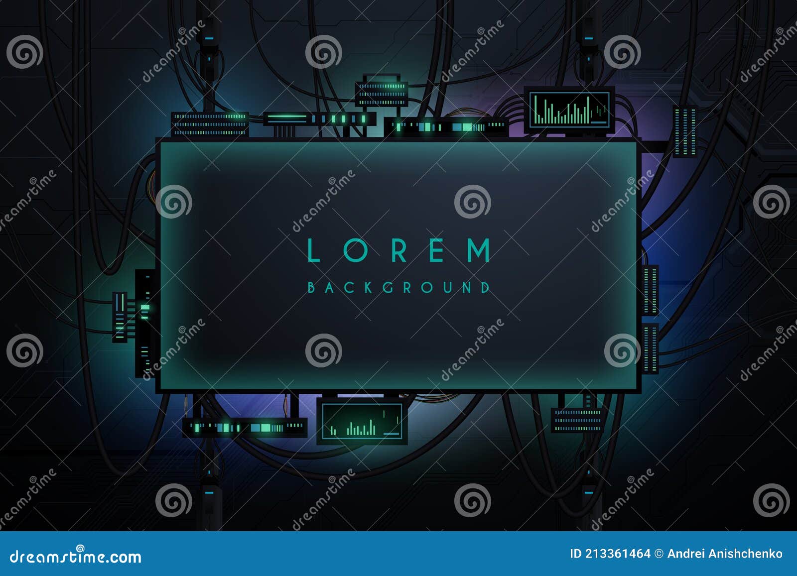 Device Screen Template with Cables Background Stock Vector ...