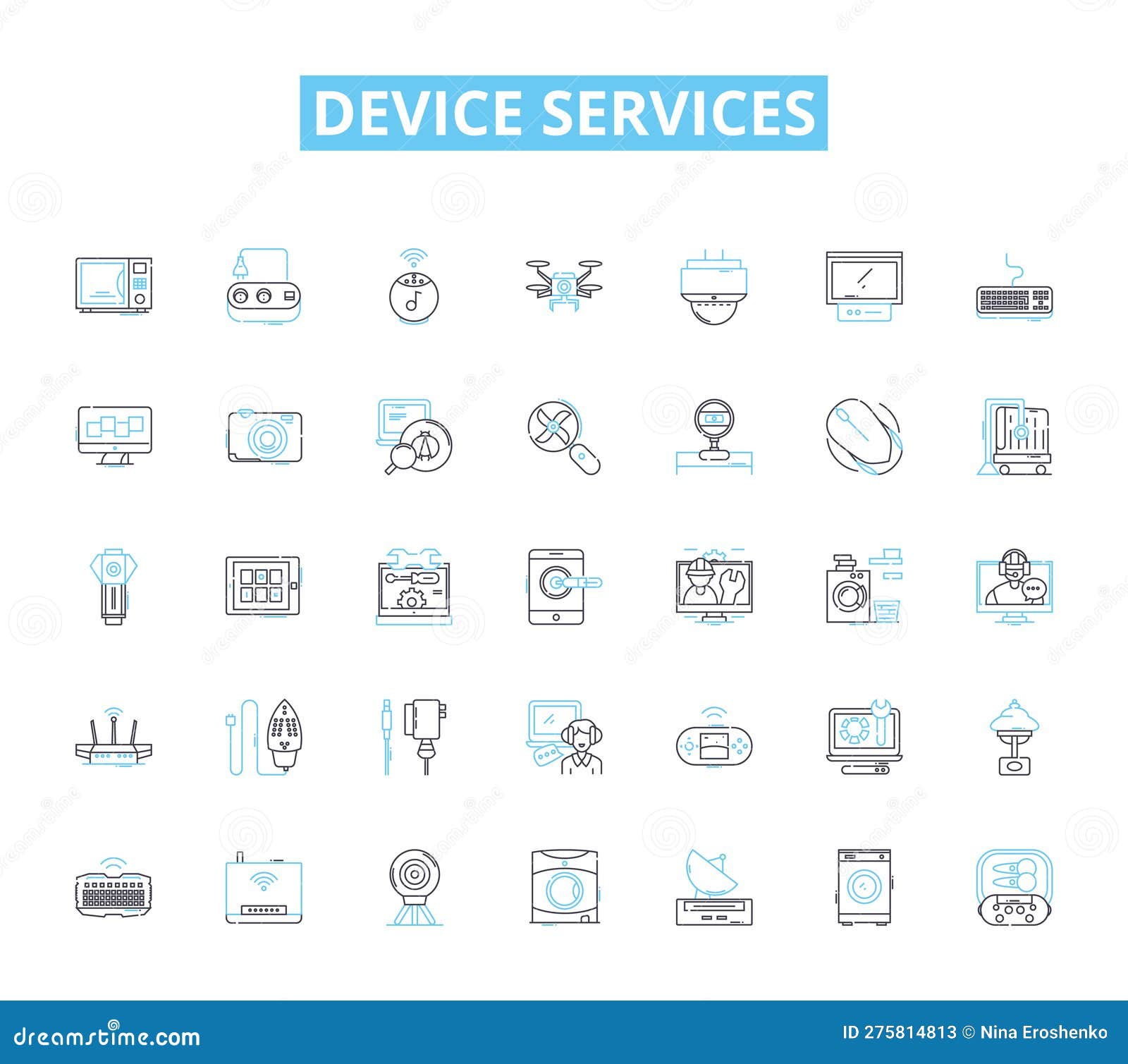 Device Services Linear Icons Set. Repairs, Maintenance, Upgrades ...