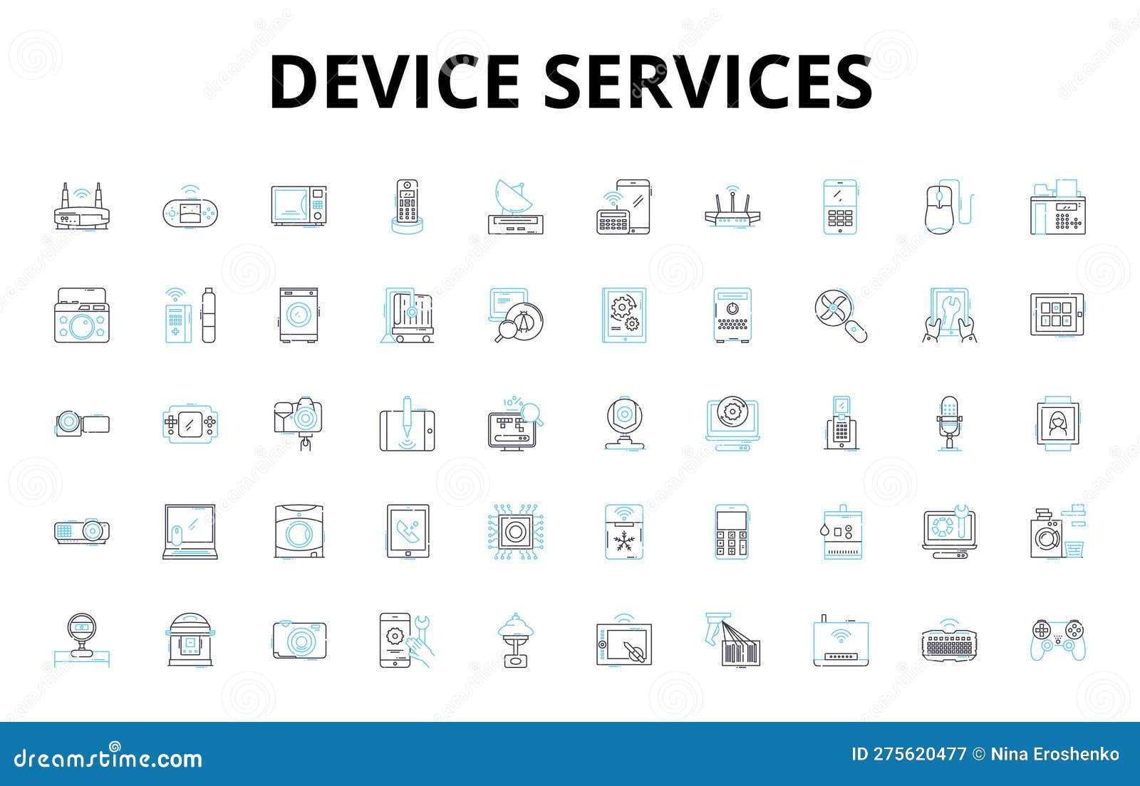 Device Services Linear Icons Set. Repairs, Maintenance, Upgrades ...